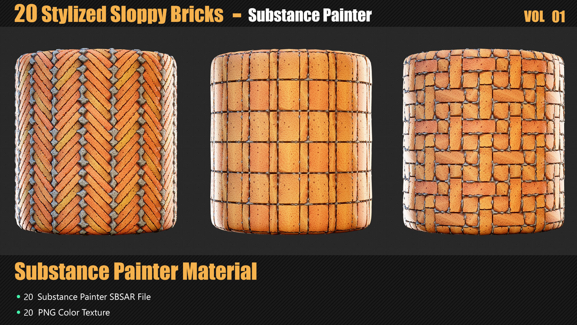 20 Stylized Sloppy Bricks Materials Substance Painter Texture | CGTrader