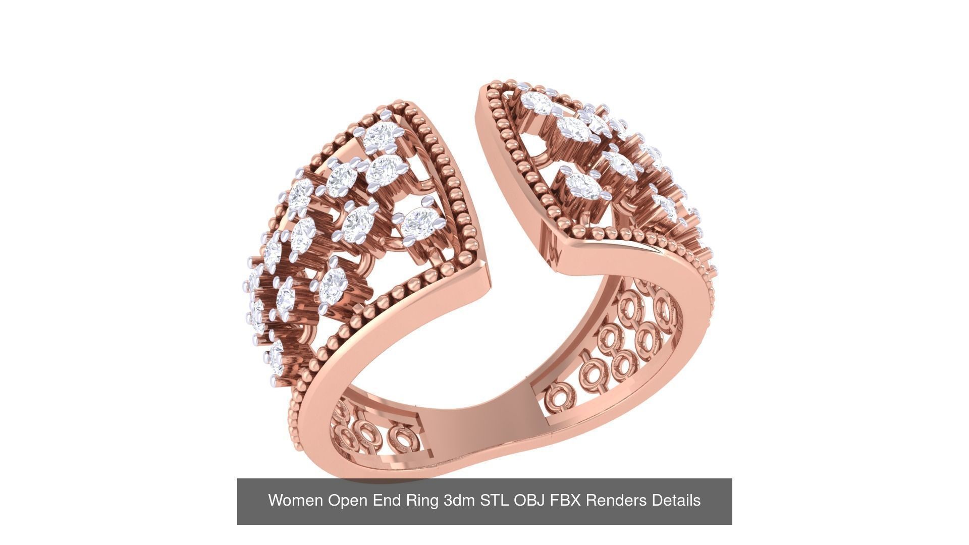 20 Women Open End Ring 3dm STL OBJ FBX Render Details Collection | CGTrader