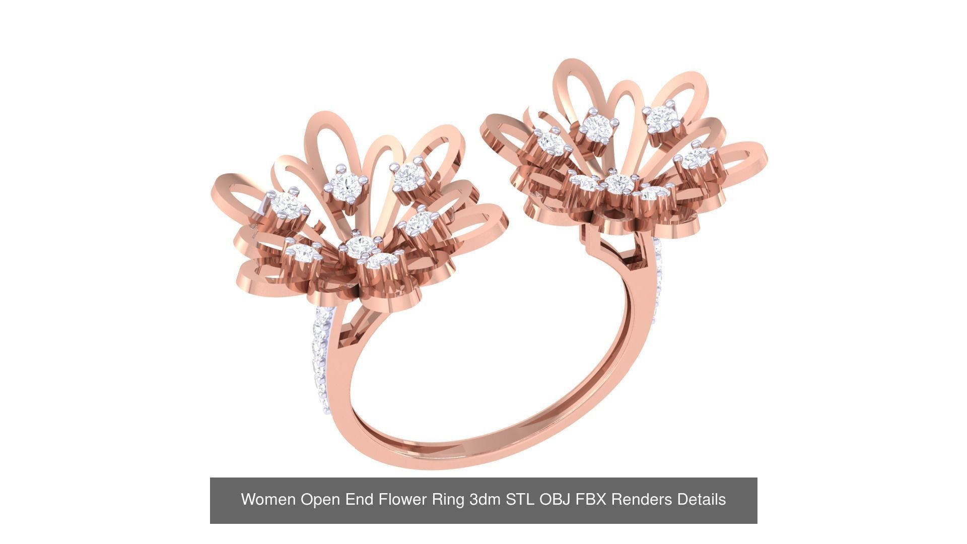 20 Women Open End Ring 3dm STL OBJ FBX Render Details Collection | CGTrader