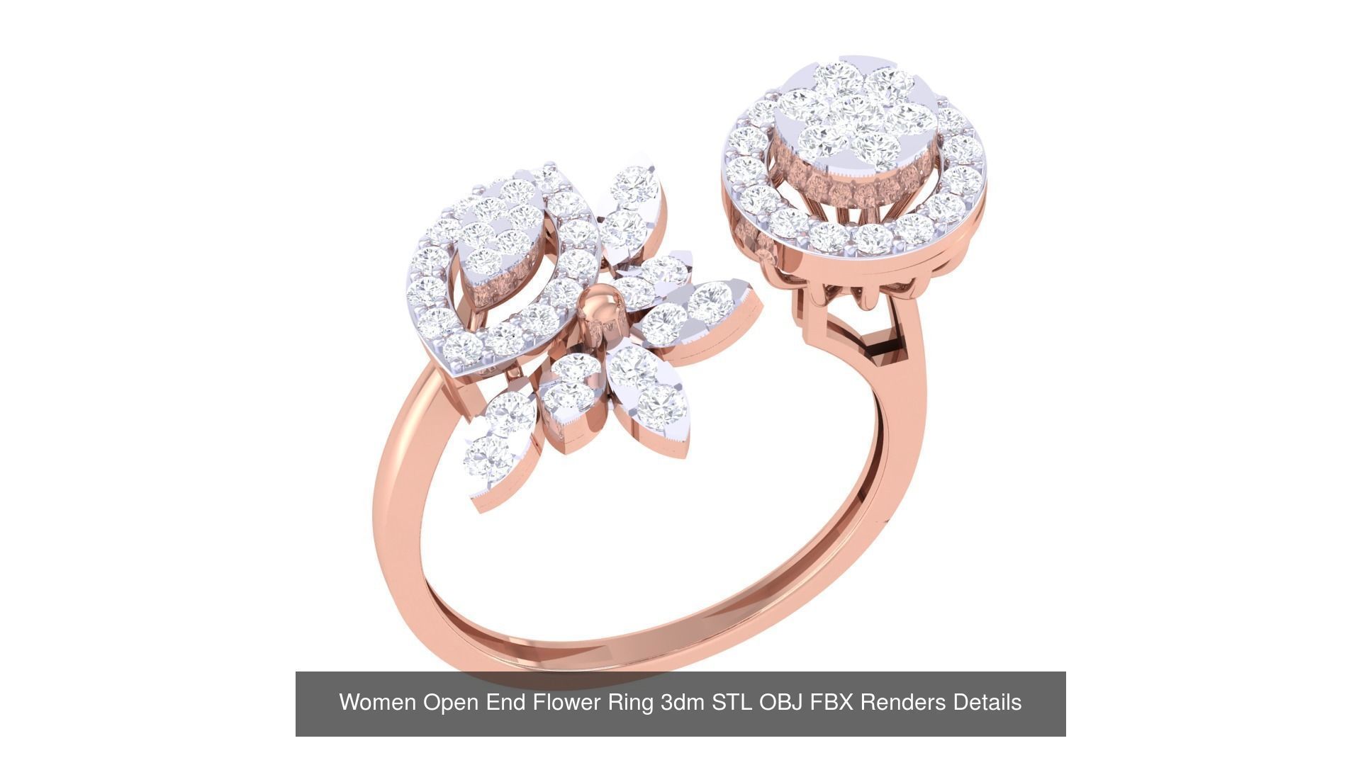 20 Women Open End Ring 3dm STL OBJ FBX Render Details Collection | CGTrader