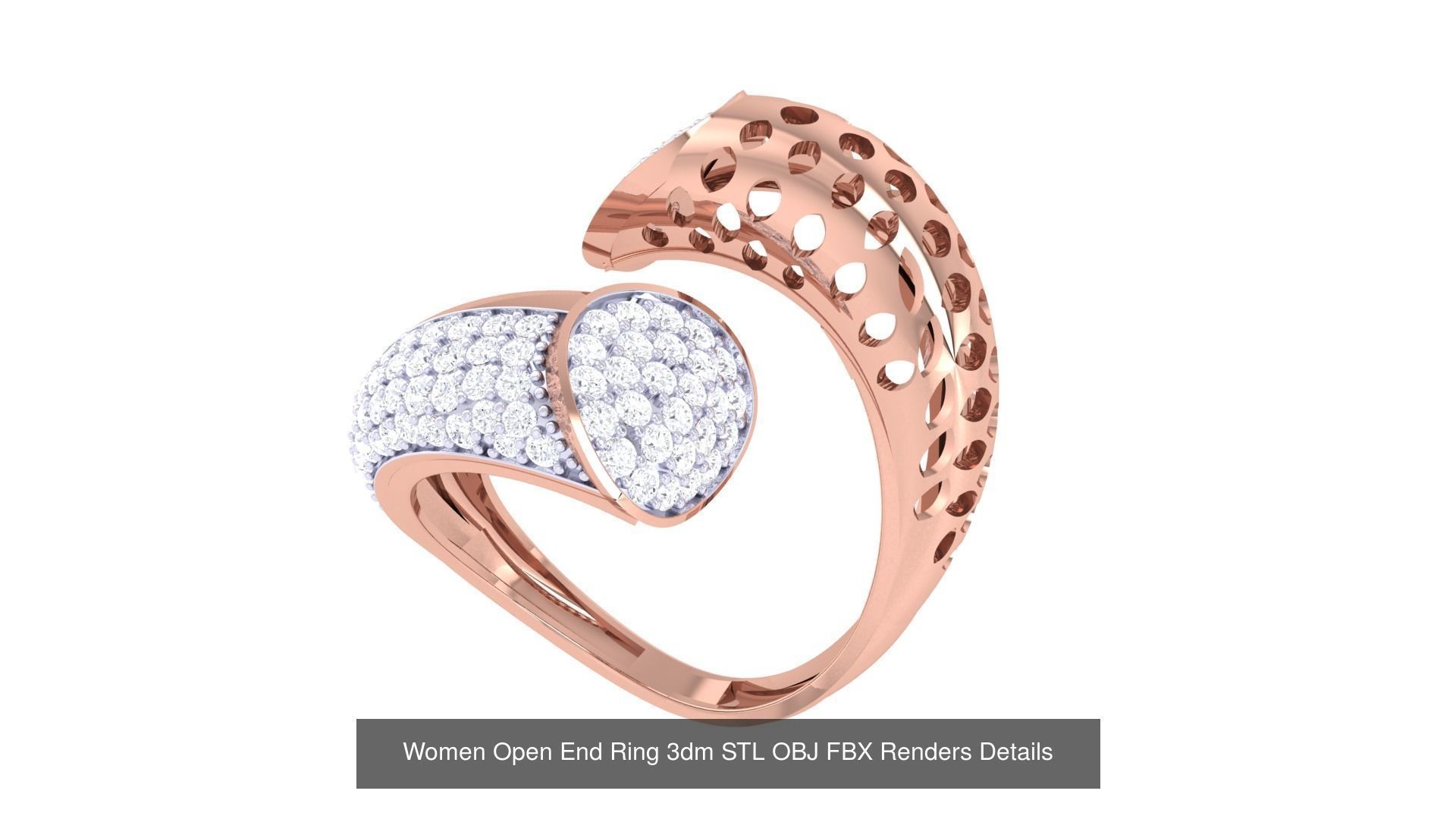 20 Women Open End Ring 3dm STL OBJ FBX Render Details Collection | CGTrader
