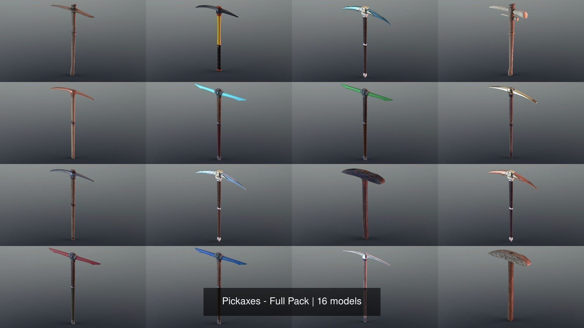 3D Model Collection Pickaxes - Full Pack VR / AR / low-poly | CGTrader