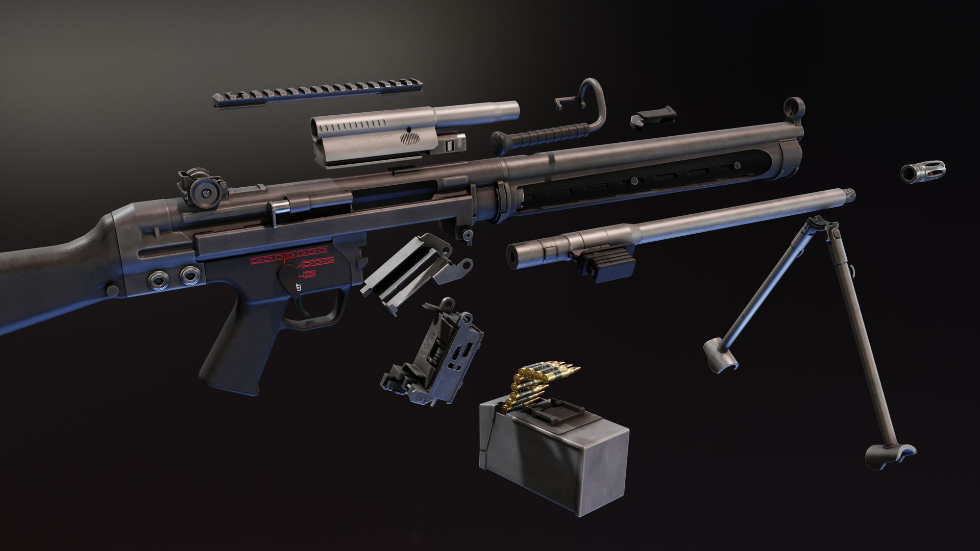 3D model HK23E Light Machine Gun VR / AR / low-poly | CGTrader