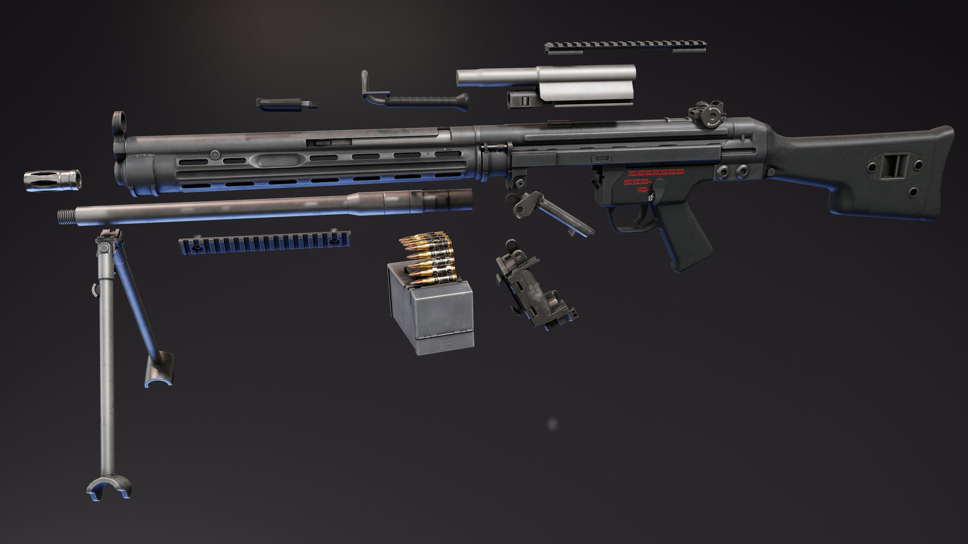 3D model HK23E Light Machine Gun VR / AR / low-poly | CGTrader