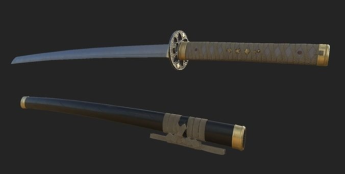 3D model Katana Low Poly 3D Model Game Friendly VR / AR / low-poly ...