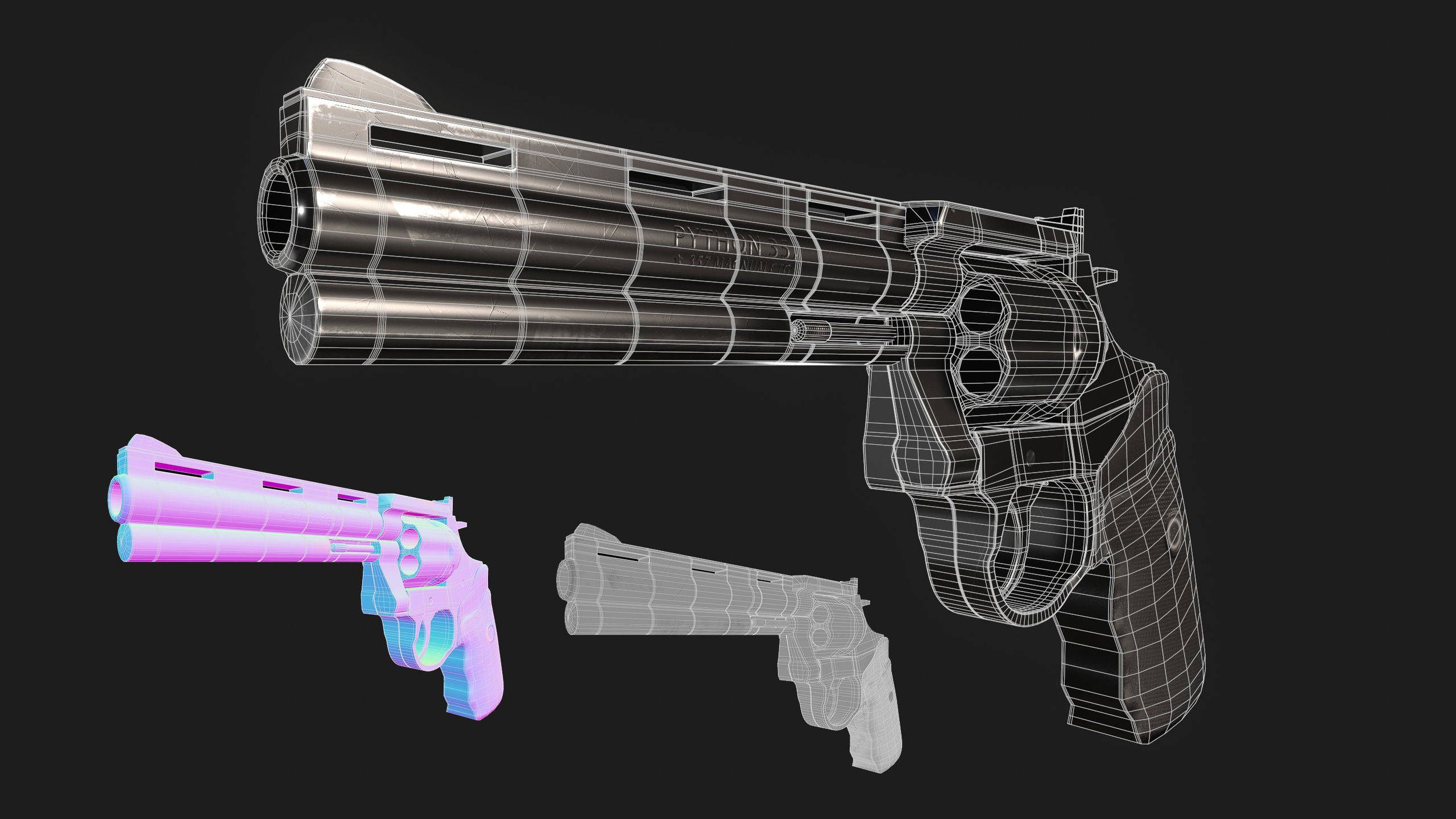 3D model Colt Python Revolver Polymer Black 3d model VR / AR / low-poly ...