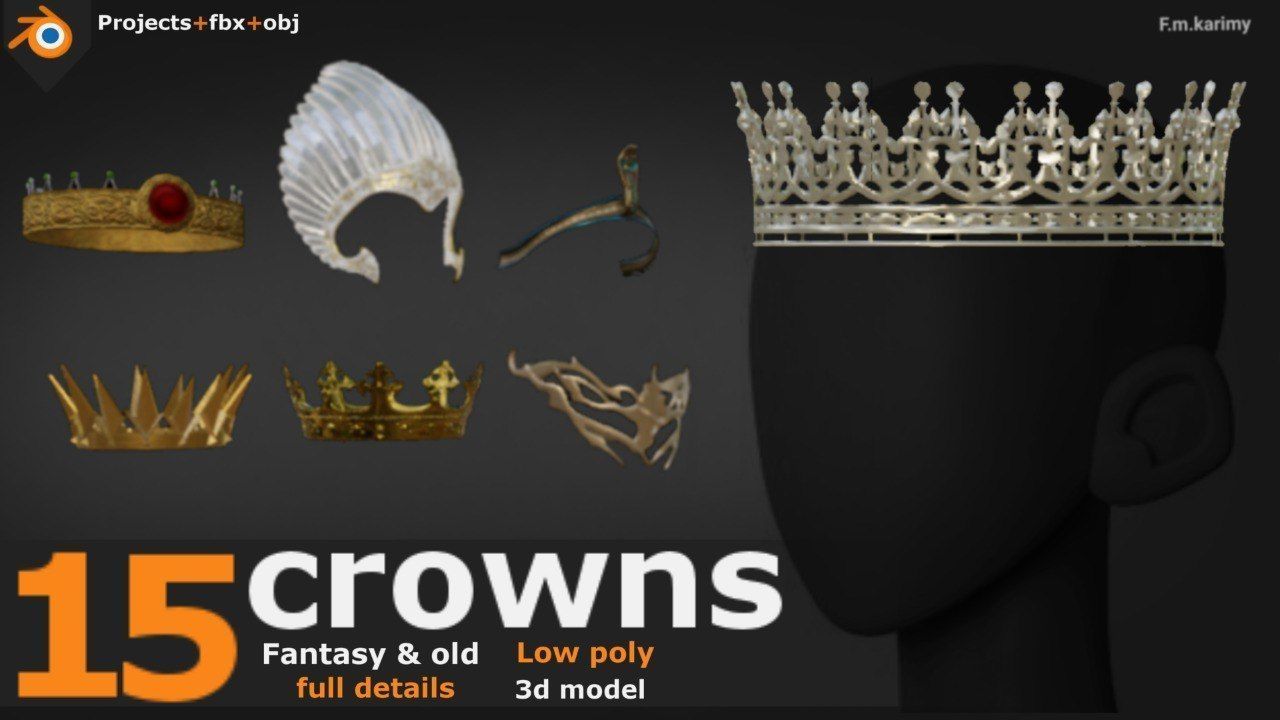 3D model 15 crown fantasy old VR / AR / low-poly | CGTrader