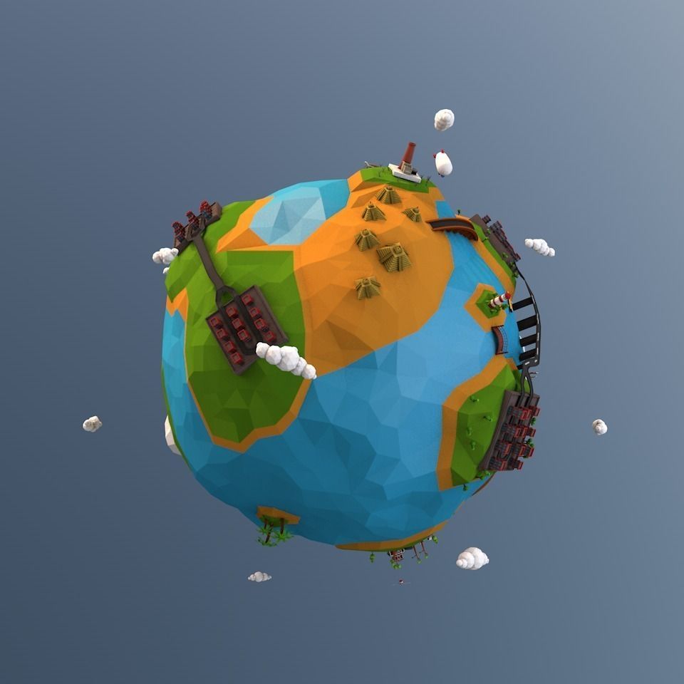 Cartoon Earth 3D model | CGTrader