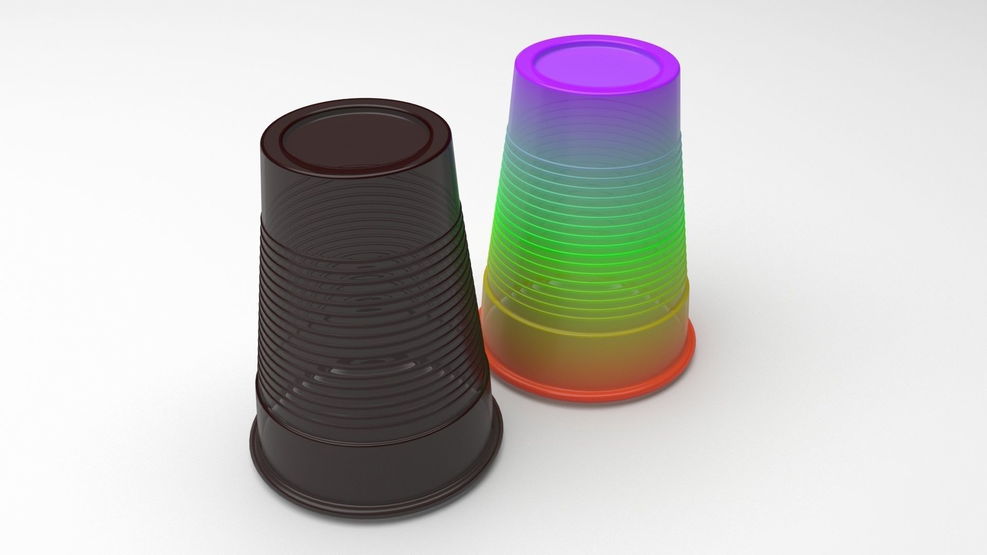Brown Plastic Cup With Rainbow Plastic Cup 3D model | CGTrader