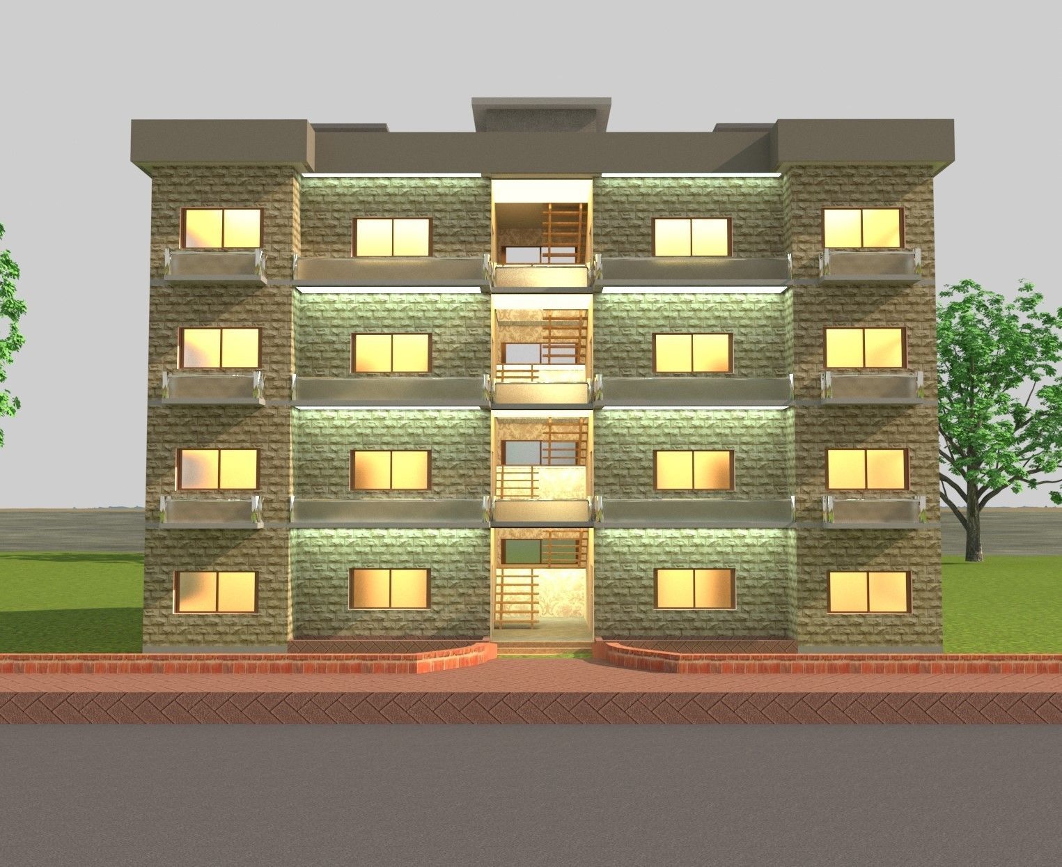 3D APARTMENT BUILDING WITH AUTOCAD DWG 3D model | CGTrader