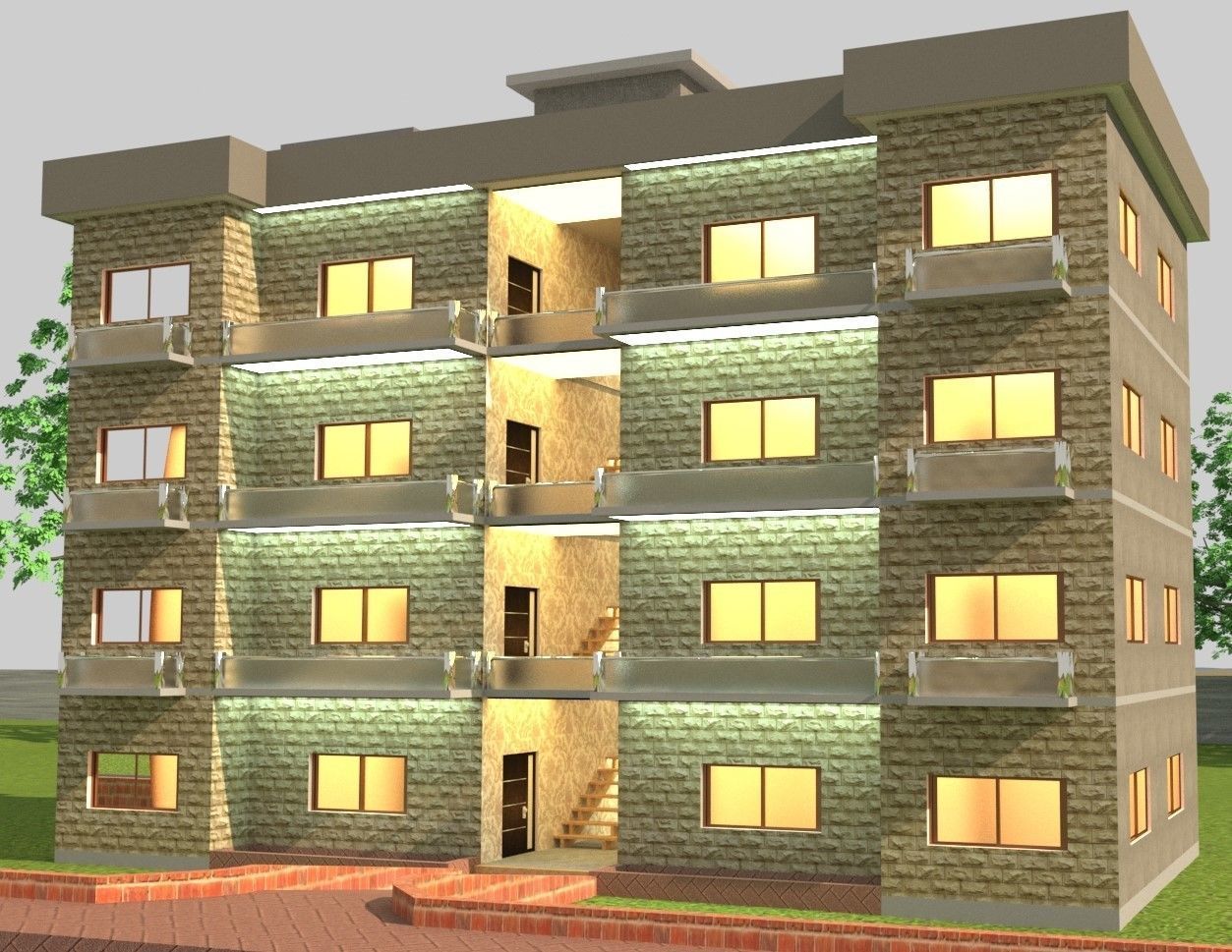3D APARTMENT BUILDING WITH AUTOCAD DWG 3D model | CGTrader