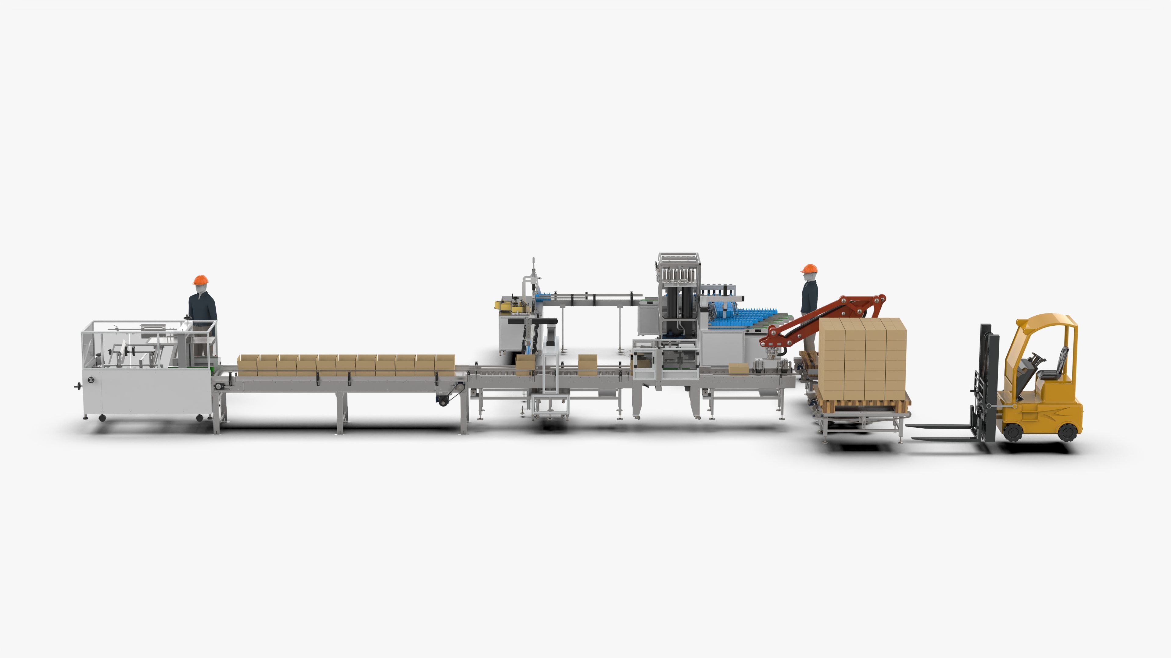 Automatic Loading And Unloading Labeling And Palletizing Line 3d Model