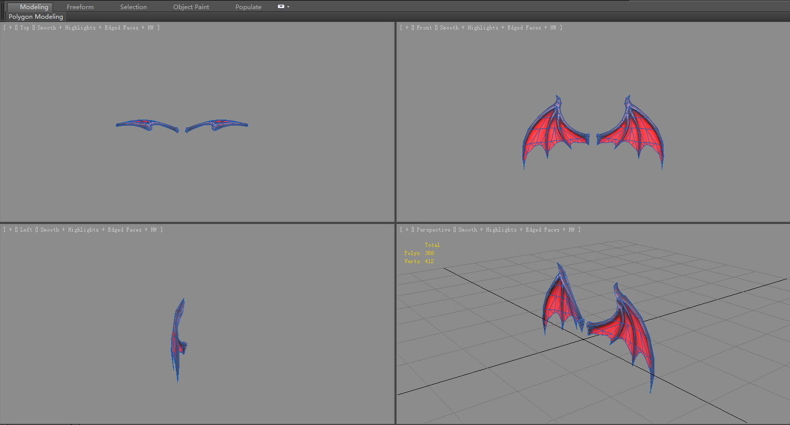 3D model Cartoon red devil wing - halloween VR / AR / low-poly | CGTrader