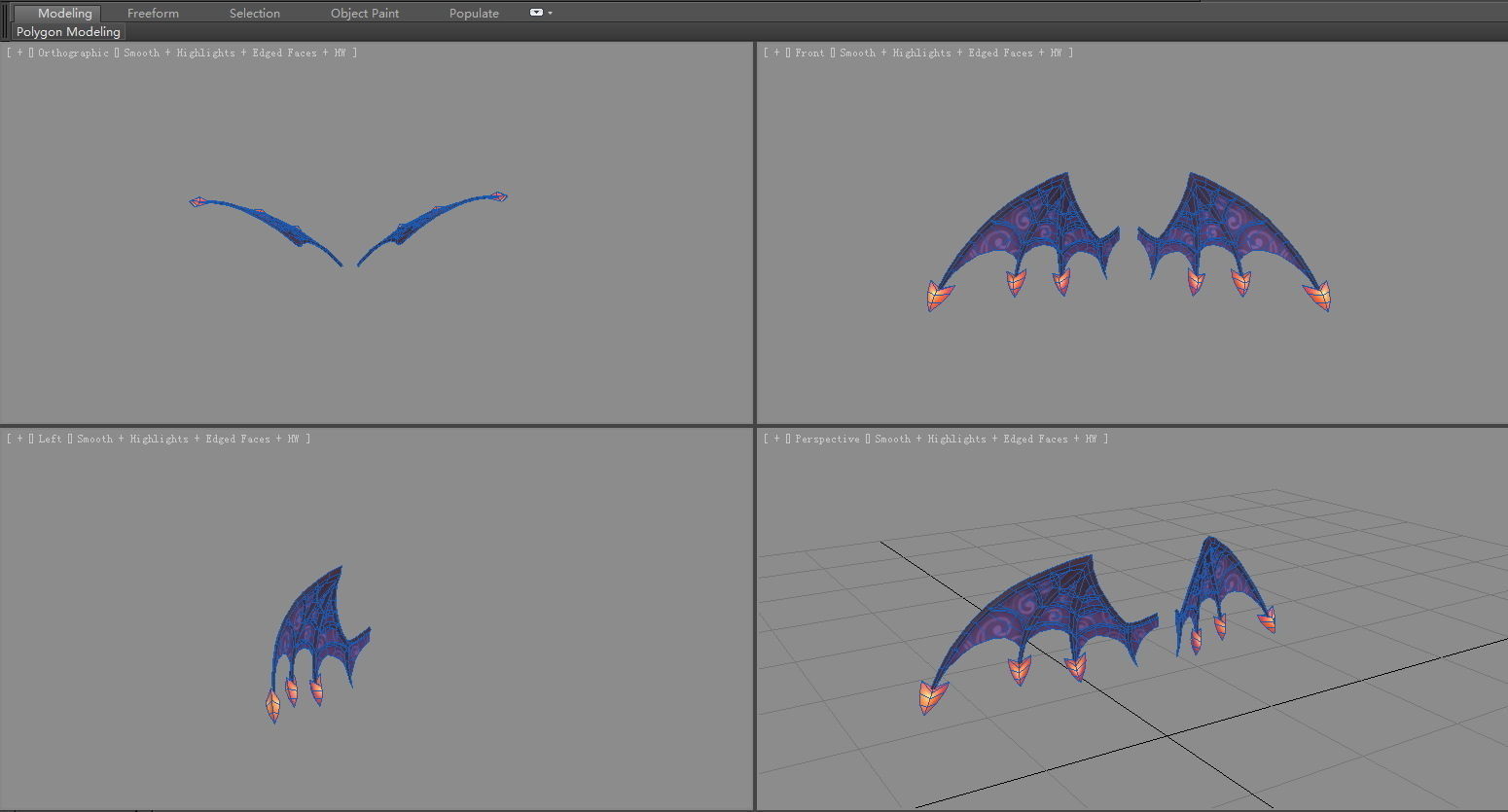 3D model Cartoon black devil wing - halloween VR / AR / low-poly | CGTrader