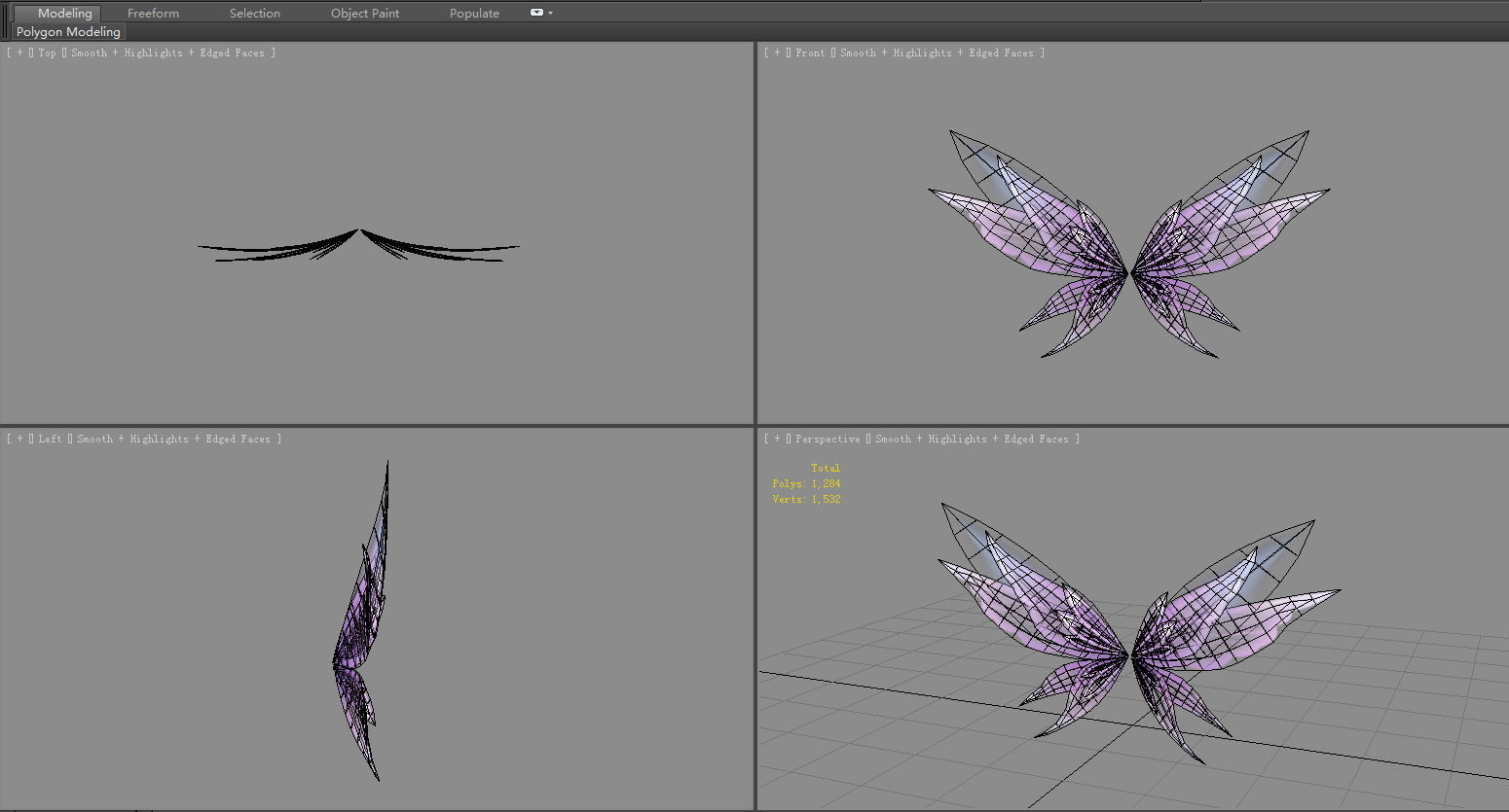 3D model Cartoon spirit wing - Translucent butterfly wing VR / AR / low ...
