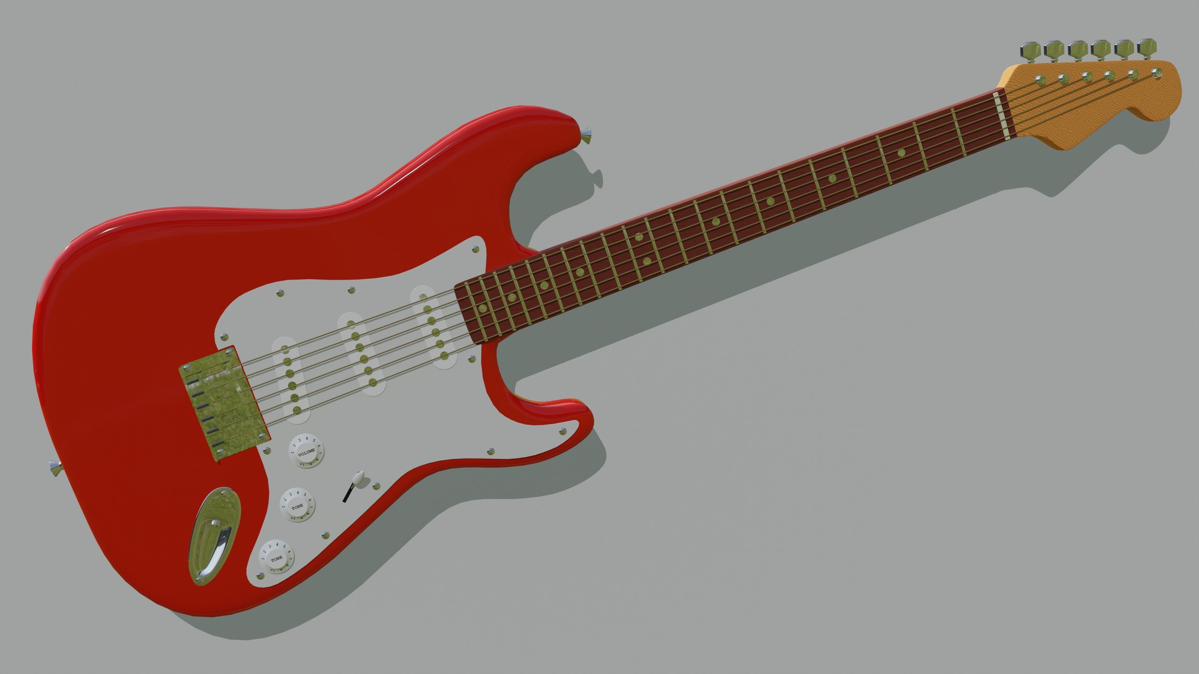 Red Stratocaster Guitar 3D model | CGTrader