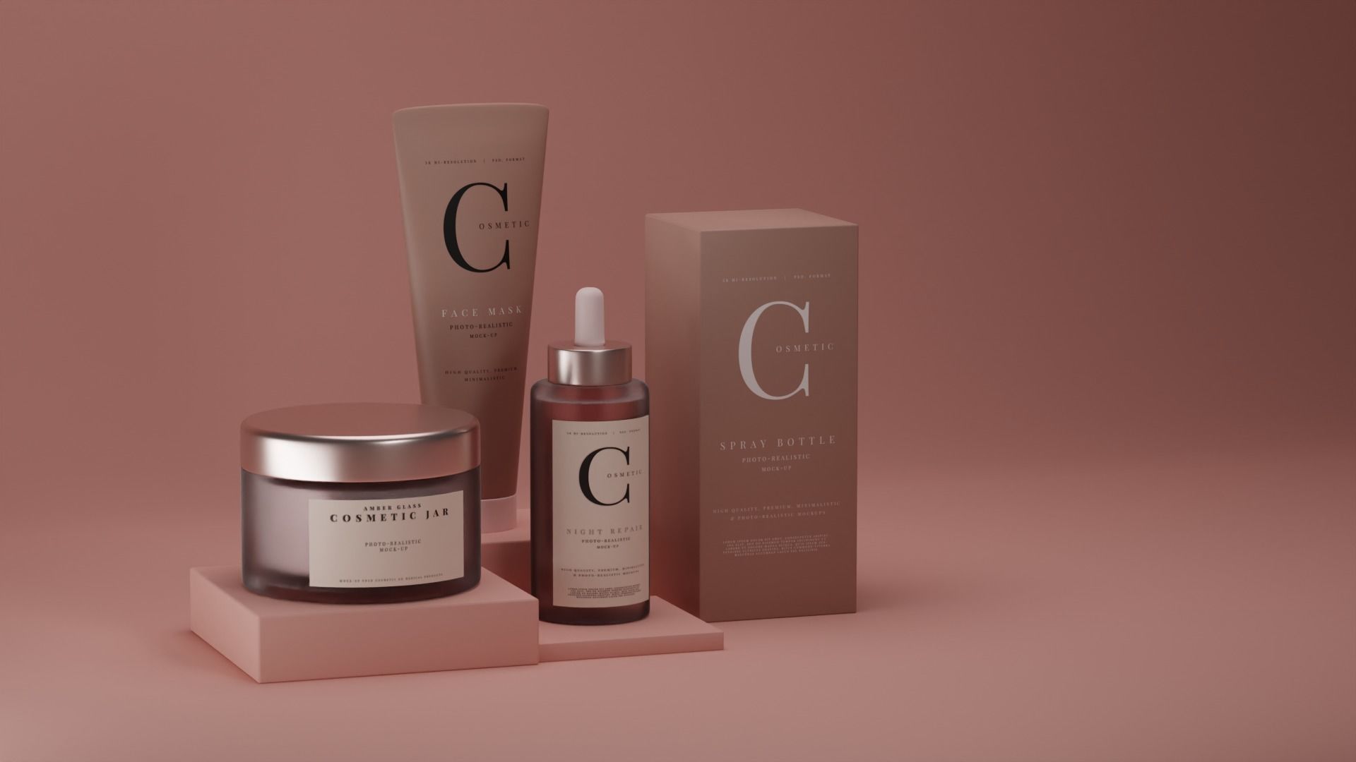 Cosmetics c packaging mockup 3D model | CGTrader