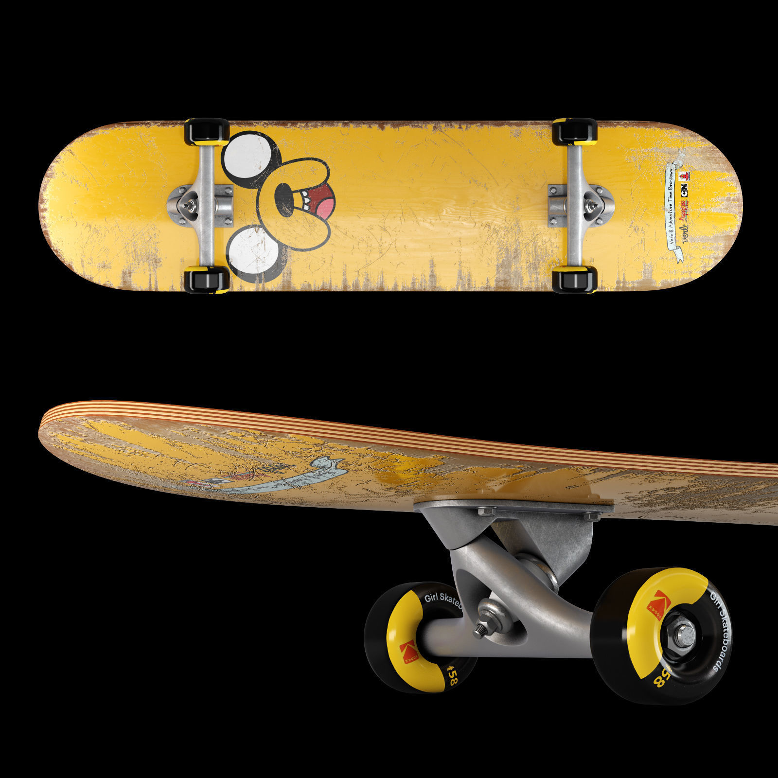 Skateboard cortoon set 3D model | CGTrader