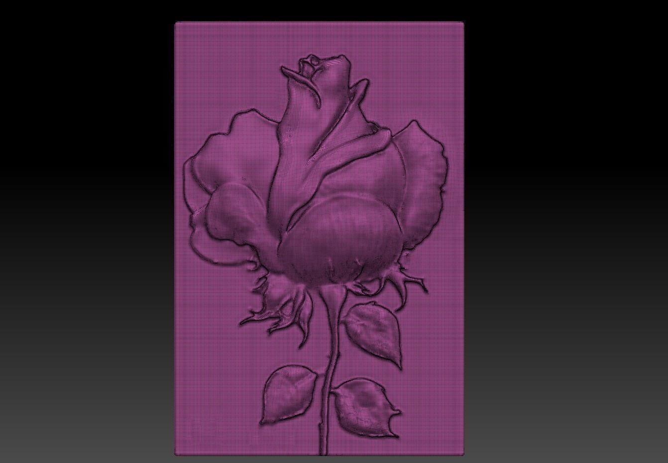 A relief rose STL rose relief map 3D printing 3D model 3D printable ...