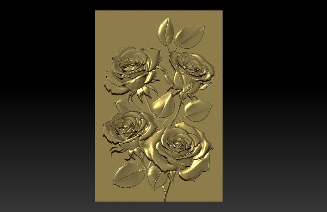 A rose relief 3D printing STL rose relief mural 3D model 3D printable ...