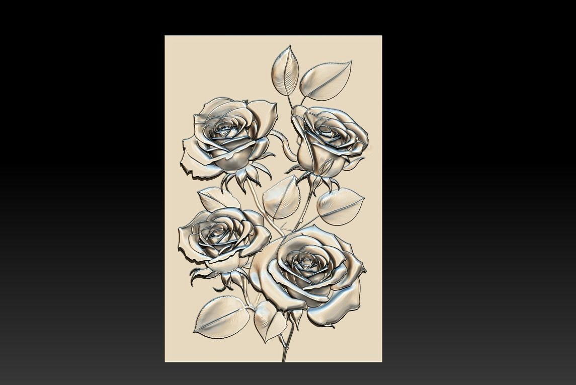 A rose relief 3D printing STL rose relief mural 3D model 3D printable ...