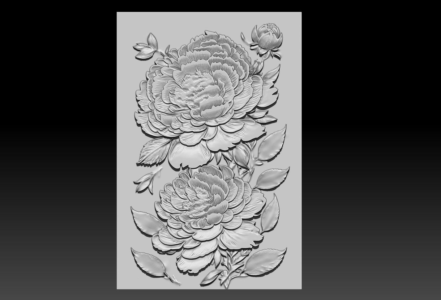 A fine carving of peony flower STL relief drawing 3D printing 3D model ...