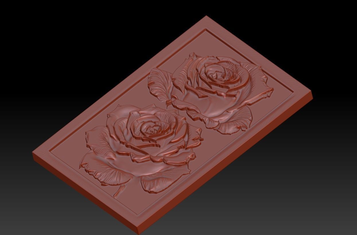 Sculpture drawing of 2 roses STL rose relief drawing flower 3D model 3D ...