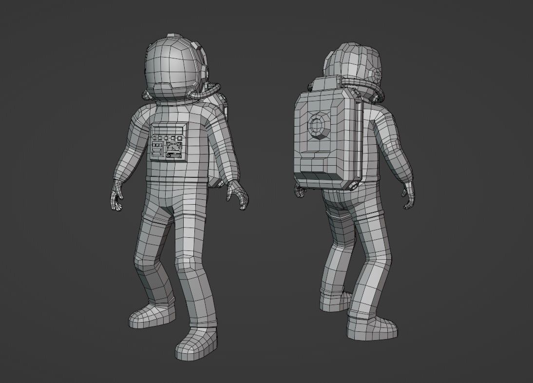 3D model Stylized low-poly astronaut in a spacesuit VR / AR / low-poly ...
