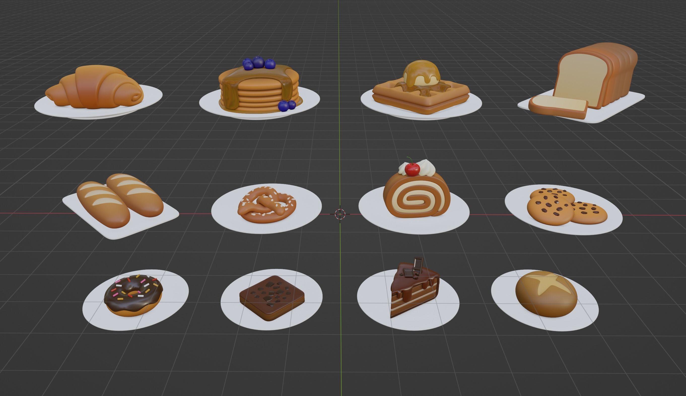 3D Bakery Set stack of pancakes with syrup and blueberries 3D model ...