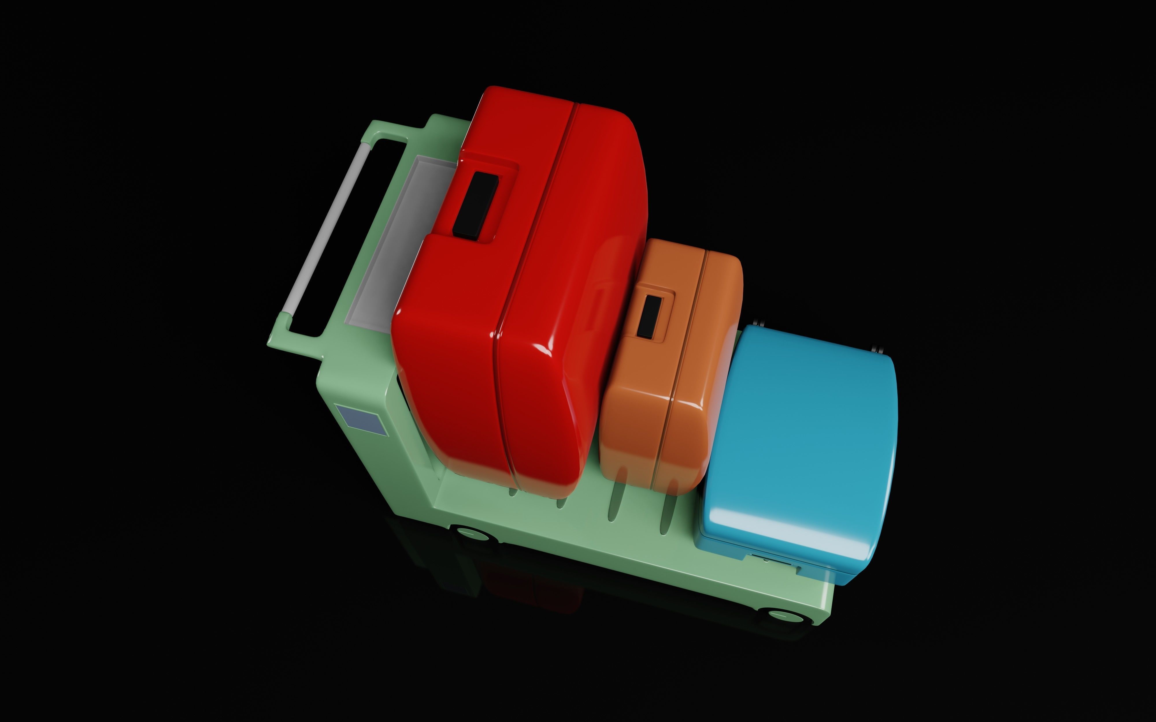 Luggage trolley with colors suitcase 3D model | CGTrader