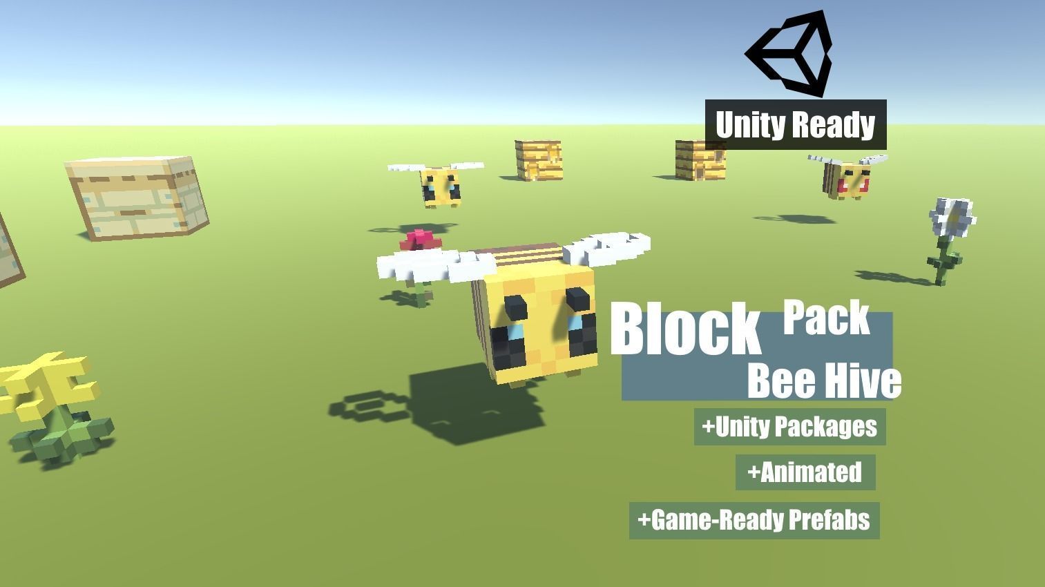 3D model Block Pack Bee hive - block styled voxel bee hive VR / AR / low-poly | CGTrader