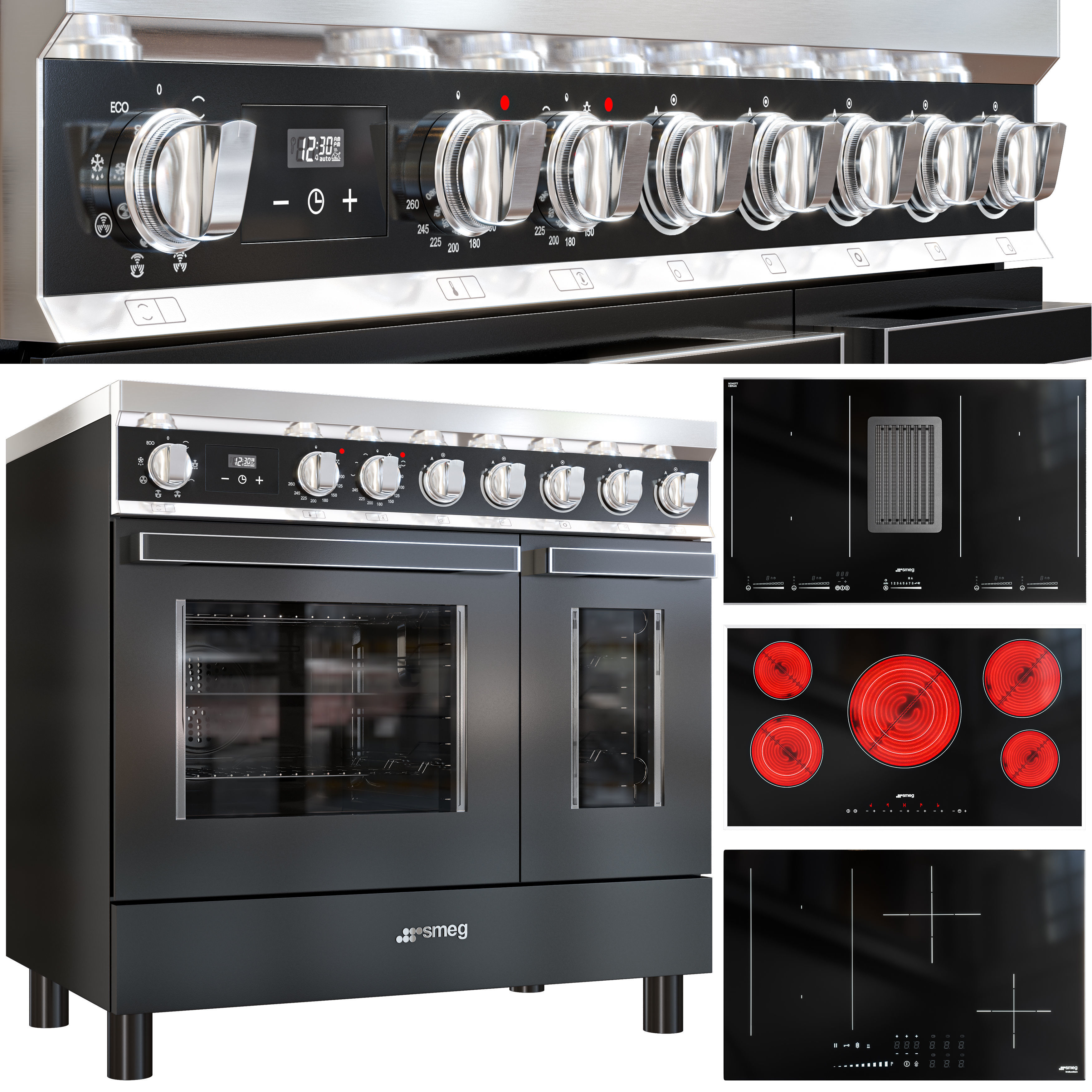 3D model smeg range and cooktop VR / AR / low-poly | CGTrader