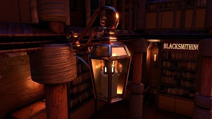 3D model Lowpoly lantern golden VR / AR / low-poly | CGTrader