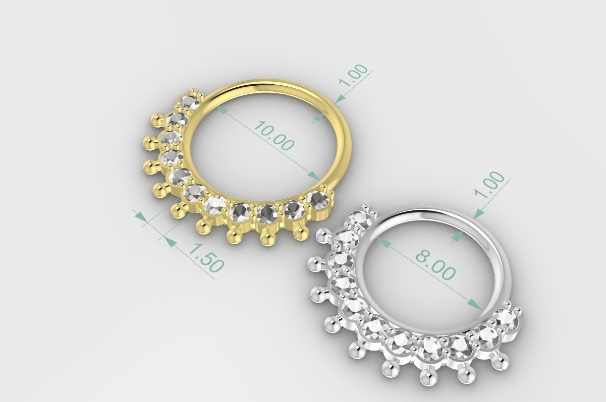 Set Piercing Inca Daith Helix Septo AR-34 three sizes 3D model 3D ...