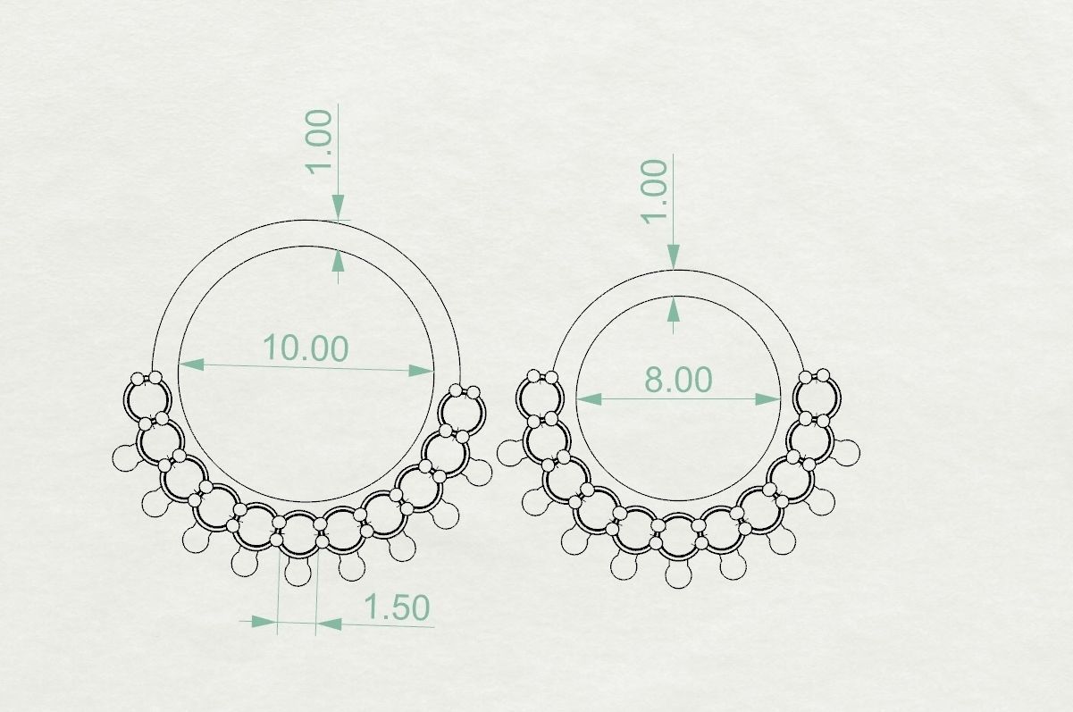 Set Piercing Inca Daith Helix Septo AR-34 three sizes 3D model 3D ...