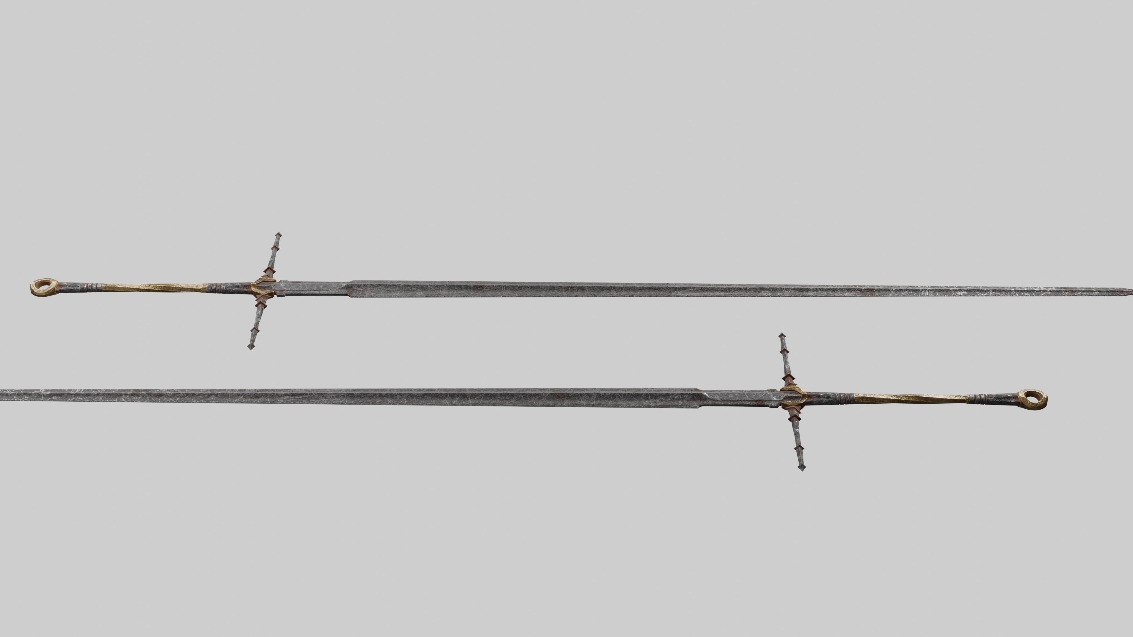 Realistic Medieval Long Sword lowpoly free VR / AR / low-poly 3D model ...