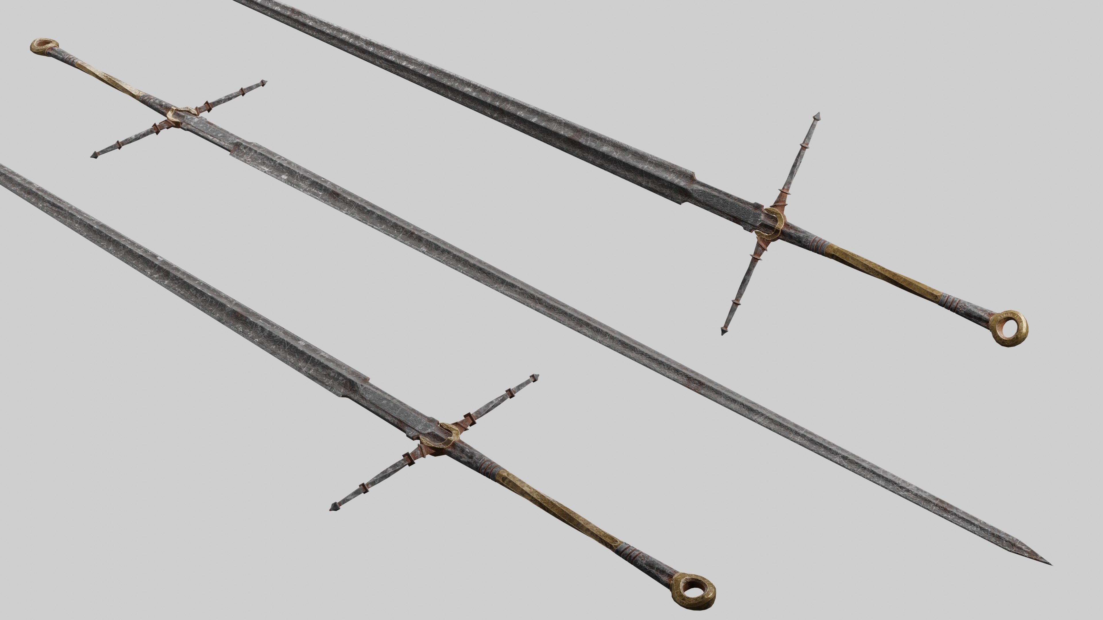 Realistic Medieval Long Sword lowpoly free VR / AR / low-poly 3D model ...