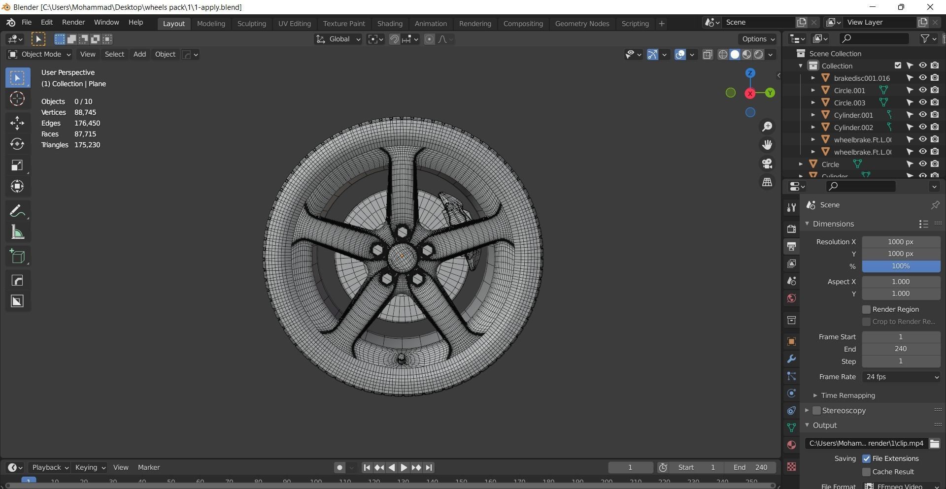 Five spoke standard car wheel free 3D model | CGTrader