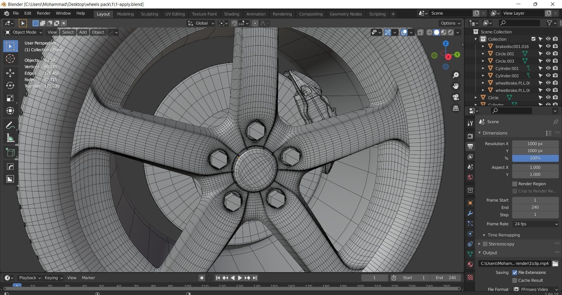 Five spoke standard car wheel free 3D model | CGTrader
