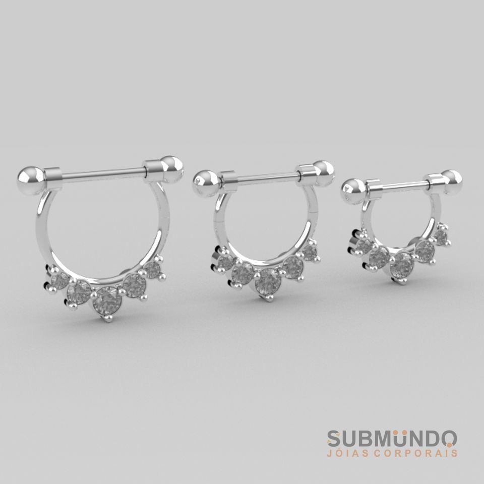 Set ear Piercing three sizes ARP-06 Helix Daith Septum Nose hook 3D ...