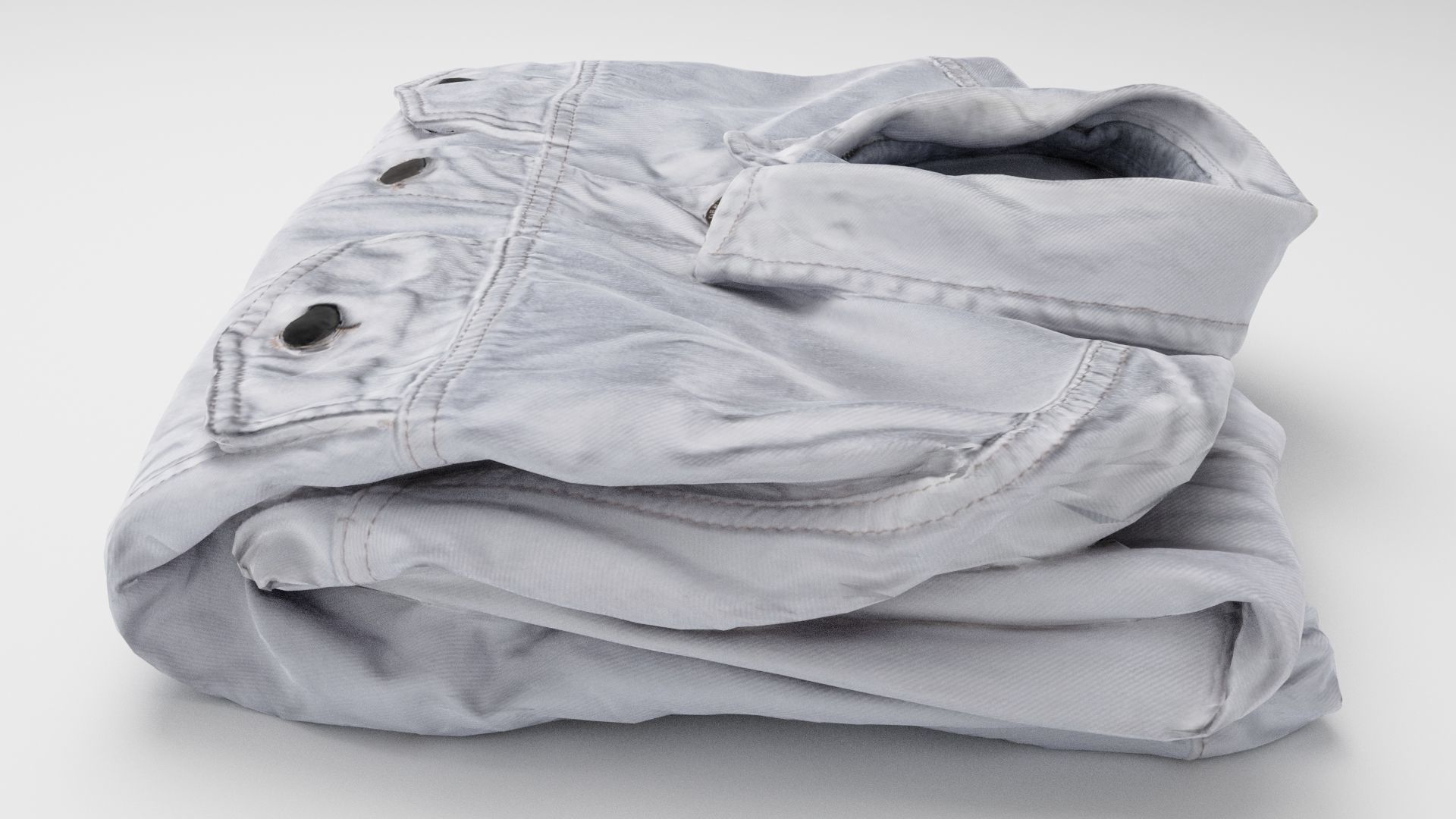 white folded jean jacket coat wardrobe 3D model | CGTrader