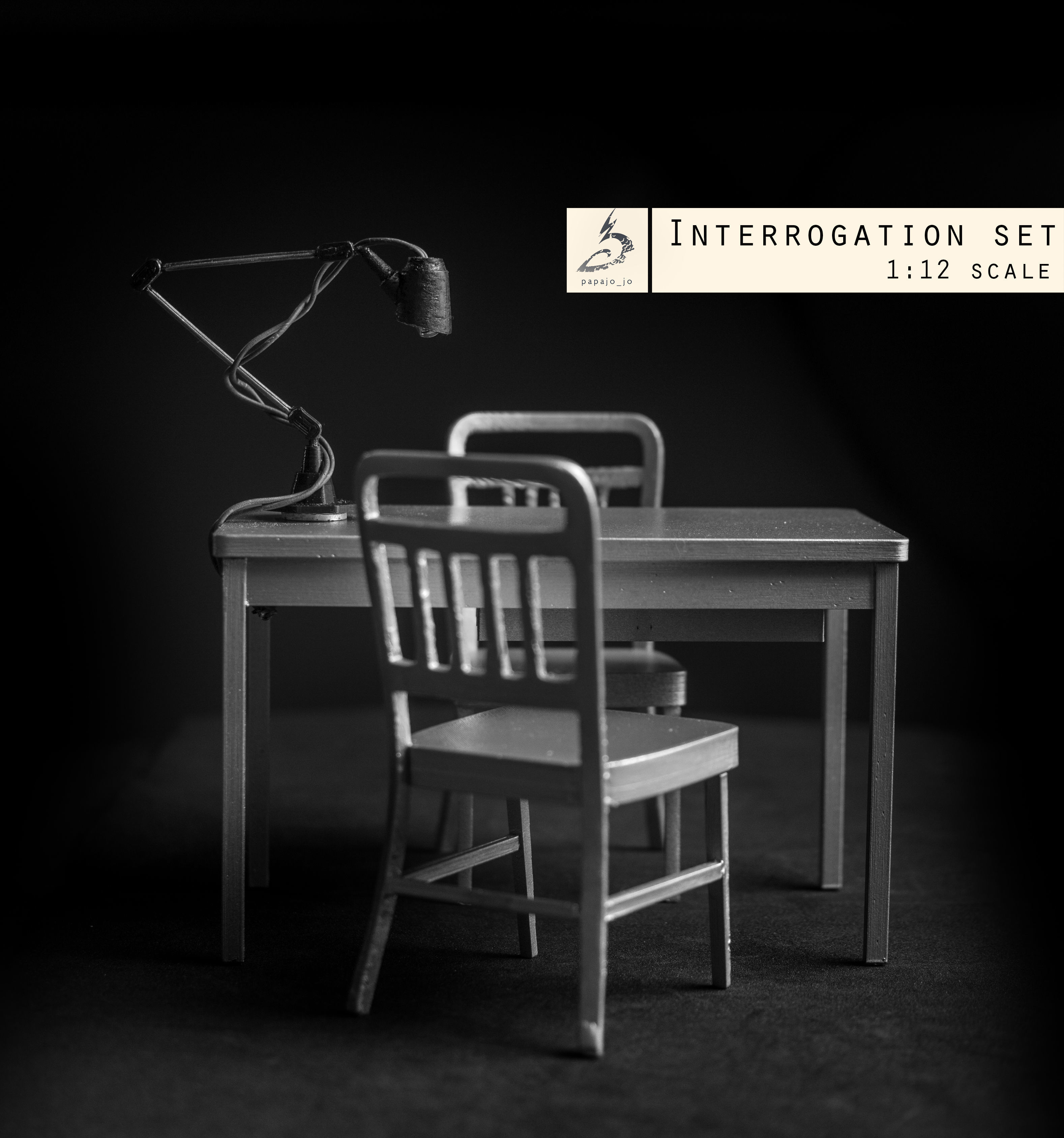 Dark knight Interrogation set table chair and table light 3D model 3D ...