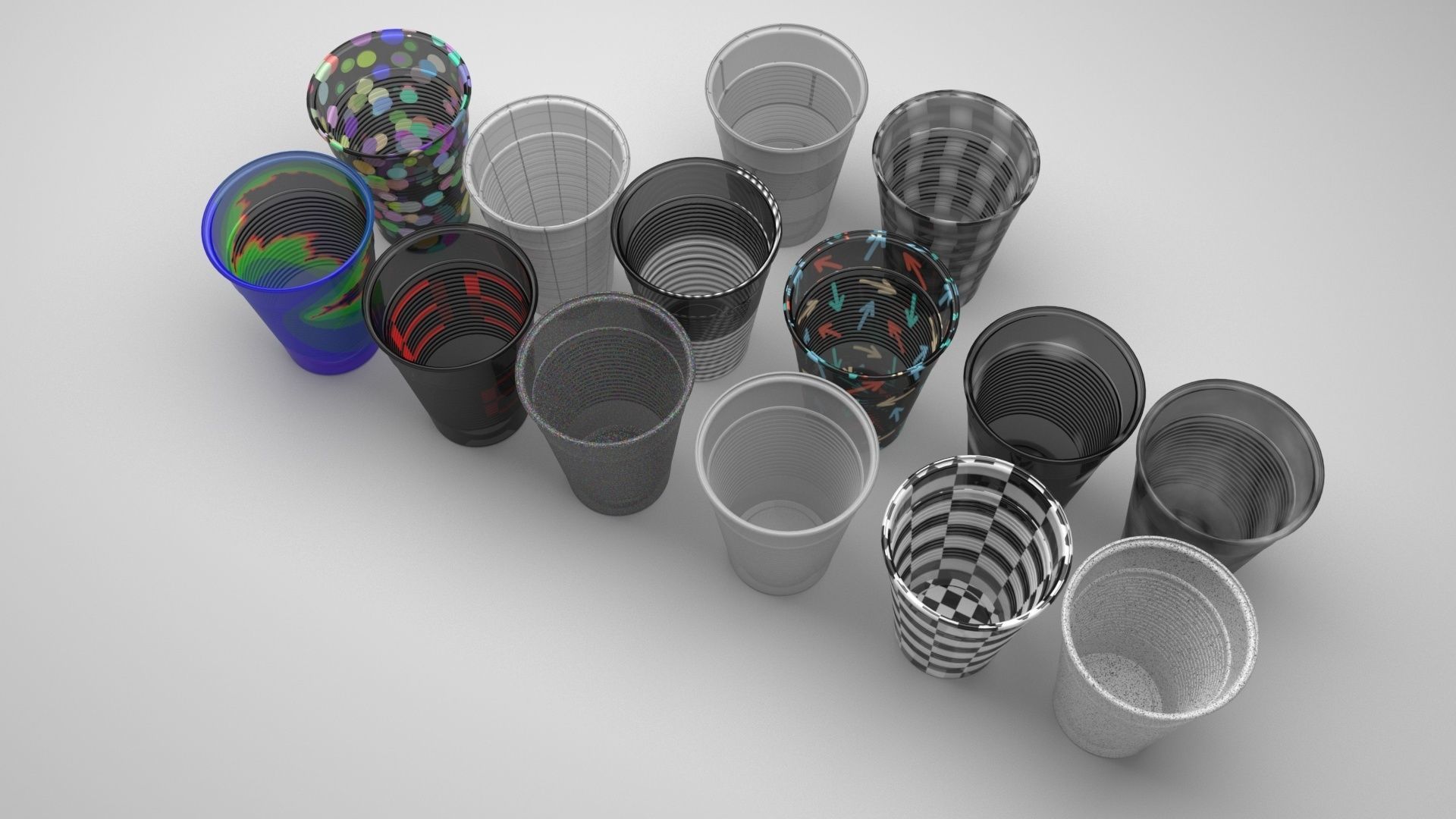 Plastic Cups Set With Textures 3D model | CGTrader