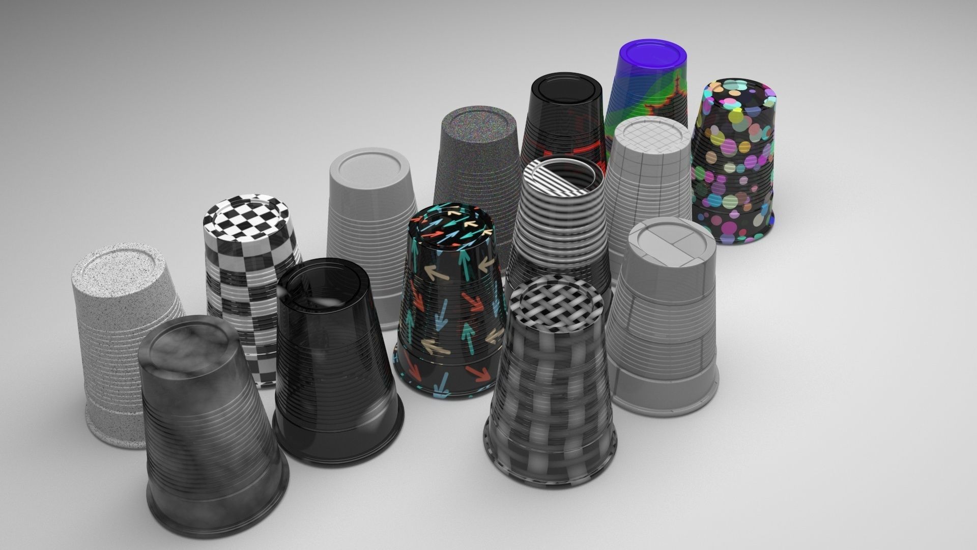 Plastic Cups Set With Textures 3D model | CGTrader