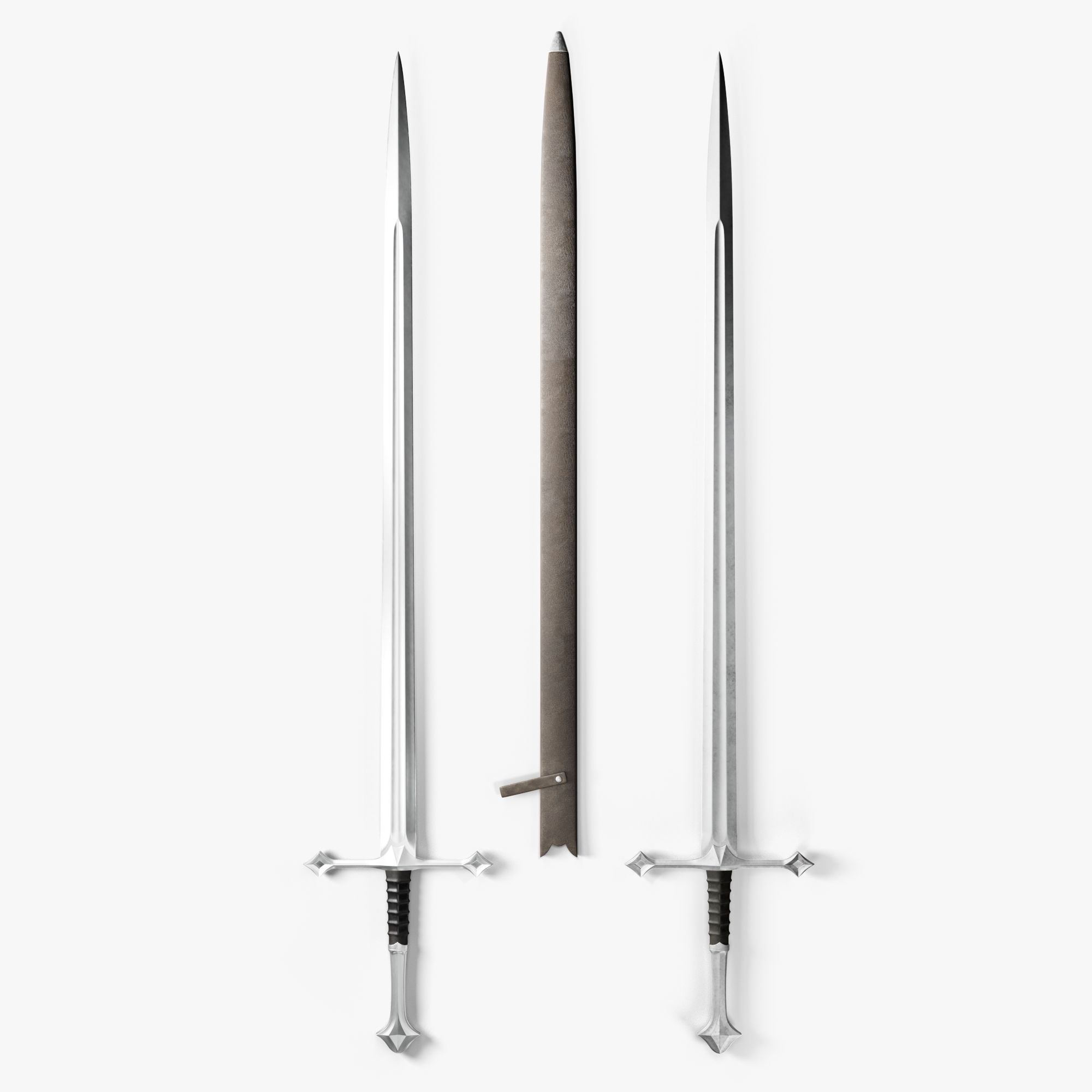 Two-handed sword plus old texture and sheath 3D model rigged | CGTrader