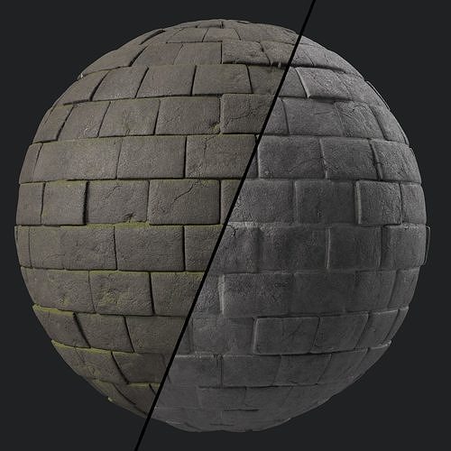Texture Stone Wall Materials 54- Stone By Moss Sbsar Pbr 4k Seamless VR ...