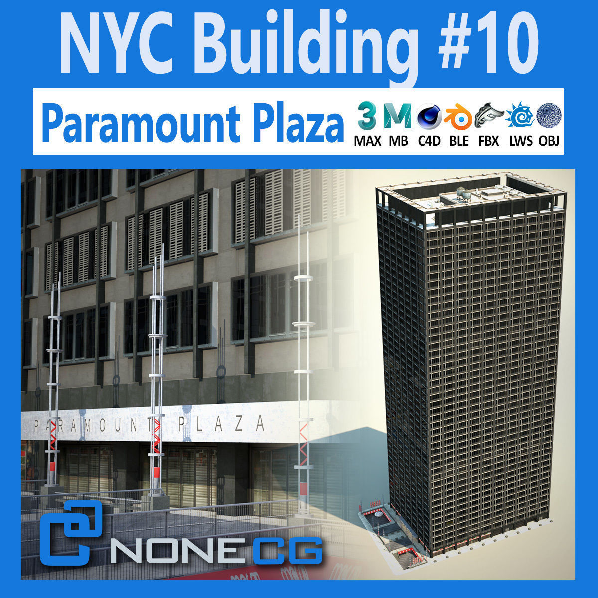 3D model NYC Building Paramount Plaza VR / AR / low-poly animated ...