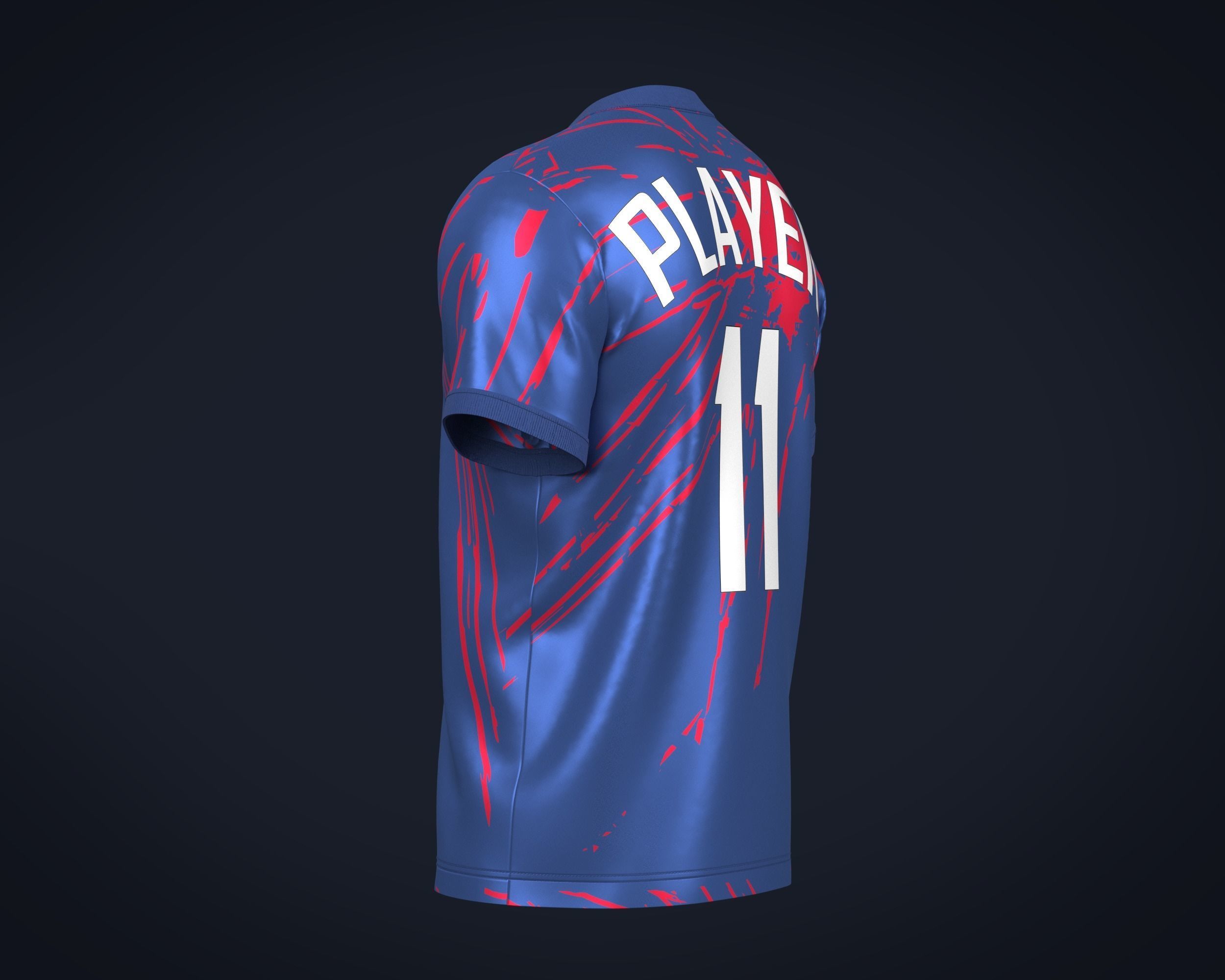 Soccer Football Red and Blue color Jersey Player-11 3D model | CGTrader
