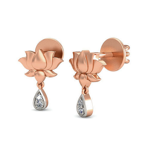 Lotus Studs Earrings 3dm stl renders detail 3D model 3D printable | CGTrader