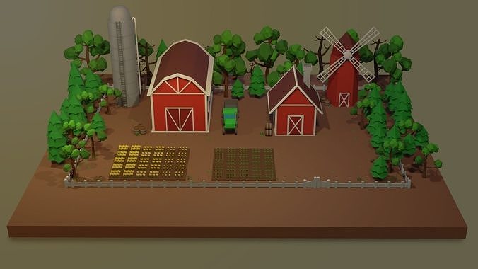 3D model Farm Lowpoly Pack VR / AR / low-poly | CGTrader